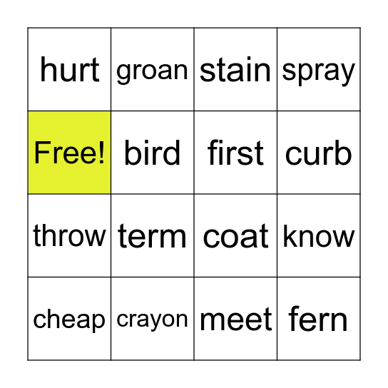 Vowel Teams (2nd grade) Bingo Card