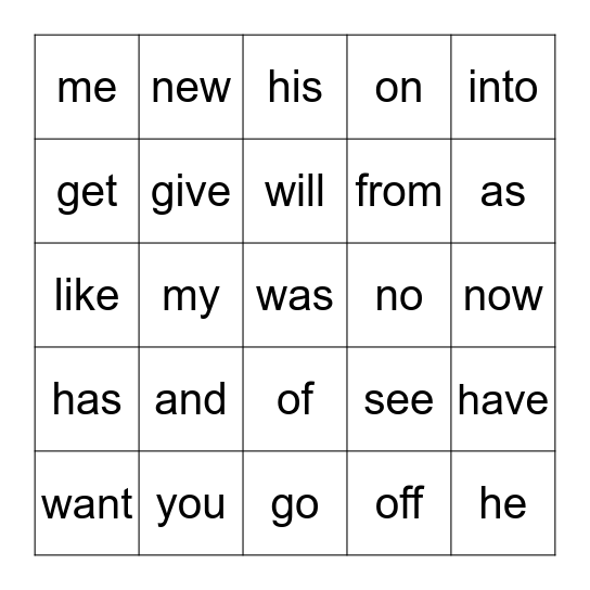 Red Words Bingo Card