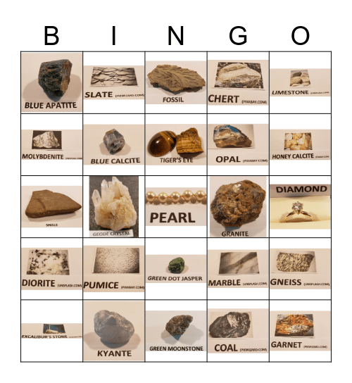 Rocks & Minerals Birthday Bingo! Bingo Card