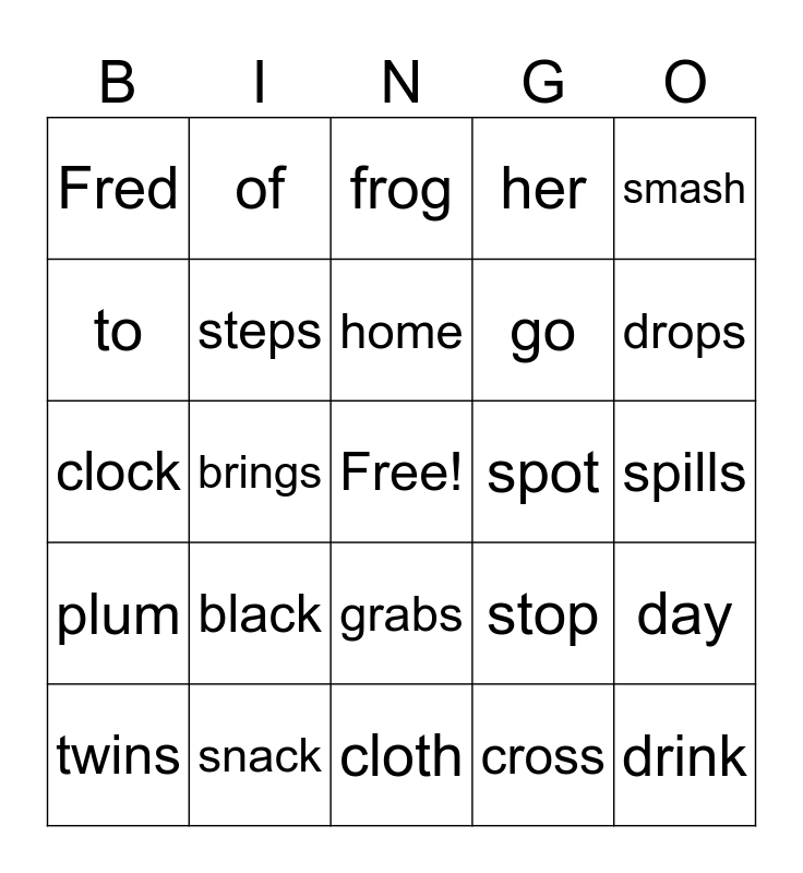Gran is Cross Bingo Card