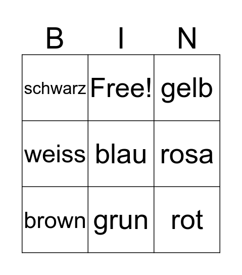 Farben Bingo Card