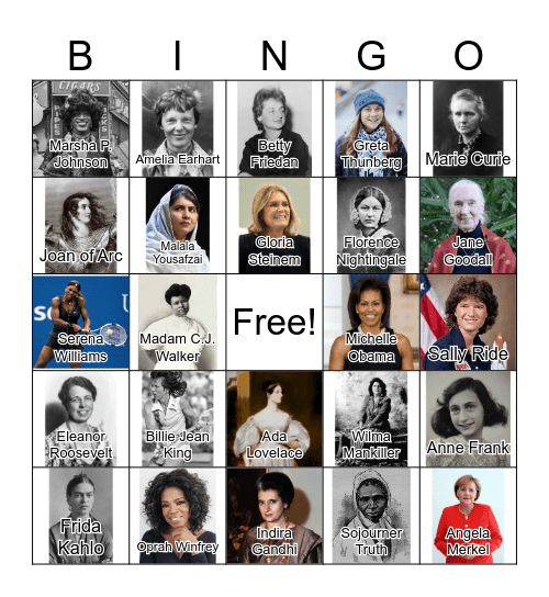 Women's History Month Bingo Card