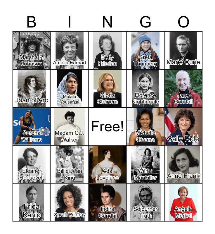 Women's History Month Bingo Card
