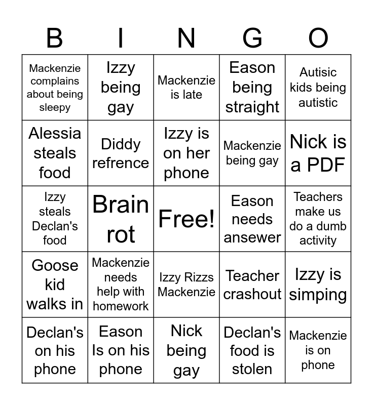 Advisory Bingo Card