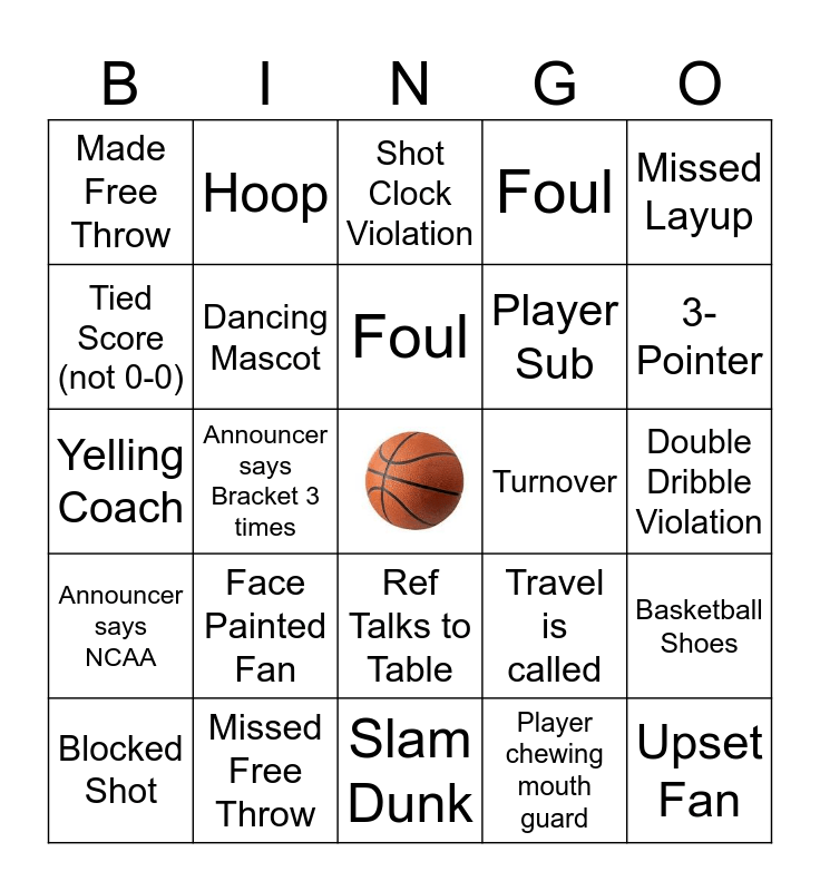 NCAA March Madness Bingo Card