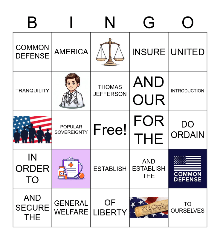 PREAMBLE Bingo Card