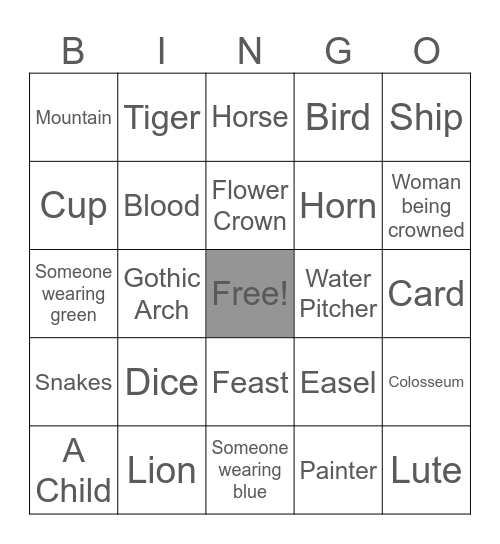 Renaissance & Medieval Bingo Card