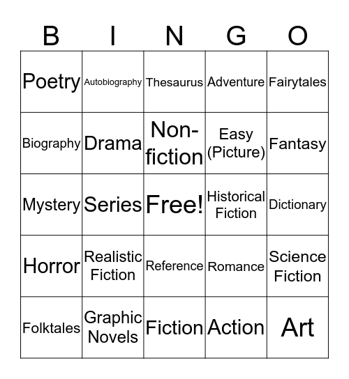 Genre Bingo Card