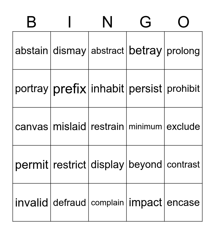 Rewards Lessons 1-5 Bingo Card