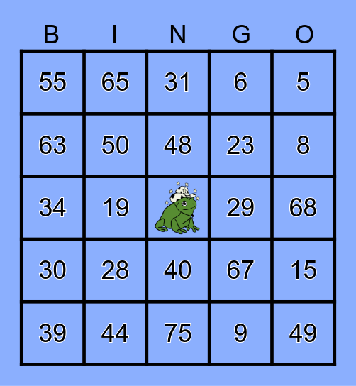 Cowboy Frog Bingo Card