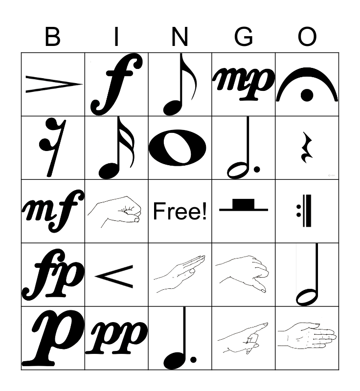 Music Symbol Bingo Card
