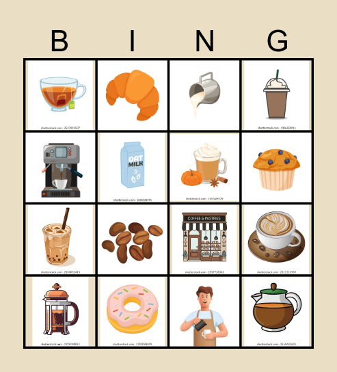 COFFEE SHOP BINGO Card