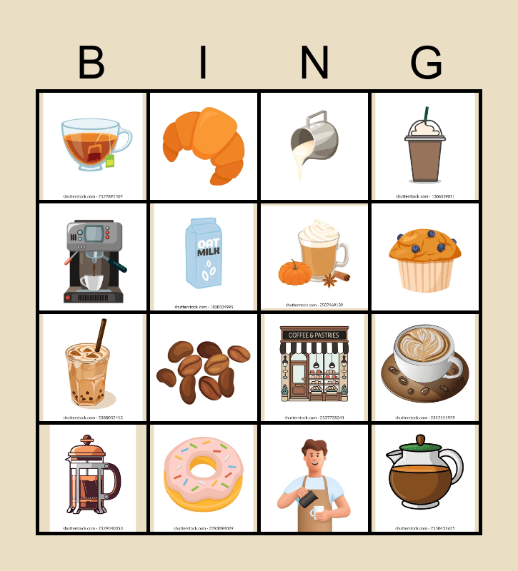 COFFEE SHOP BINGO Card
