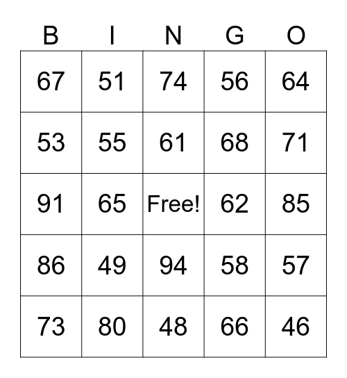 NCAA BINGO 2025 Bingo Card