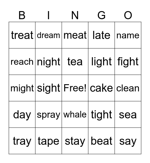 Long VOWEL Sounds Bingo Card