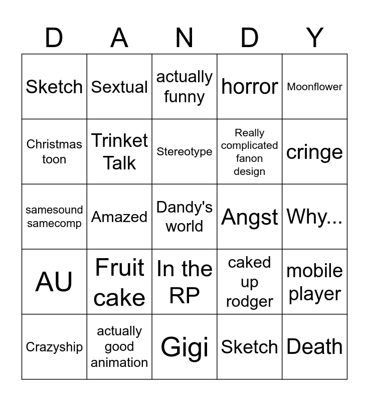 dandy Bingo Card