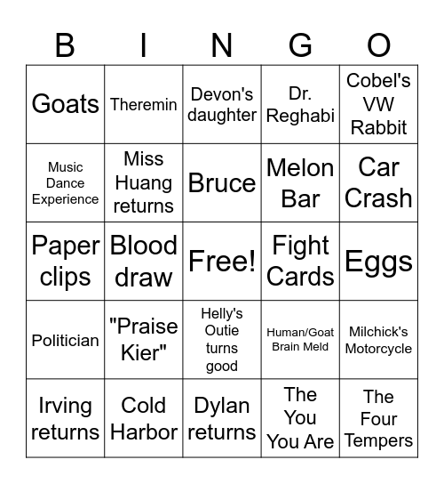 Severance Bingo Card