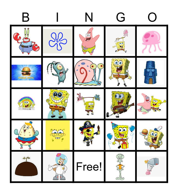Sponge Bob Bingo Card