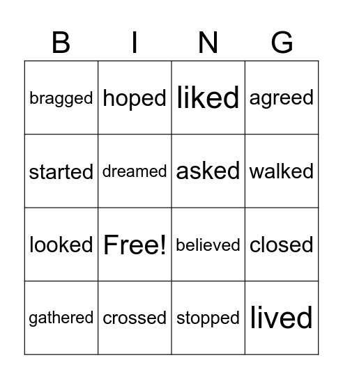 The Hare and the Tortoise (-ed words) Bingo Card