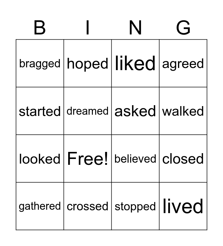 The Hare and the Tortoise (-ed words) Bingo Card