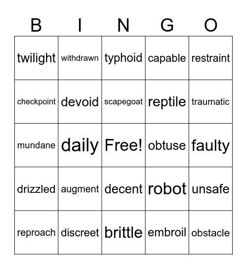 Multisyllable Vowel Team/ consonant- le Bingo Card