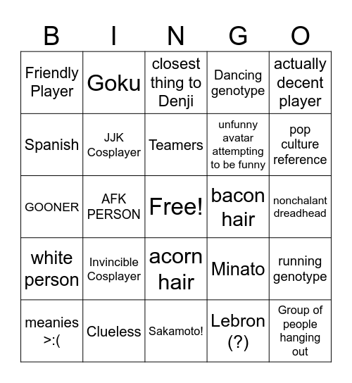 JJS/TSB BINGOOO Bingo Card