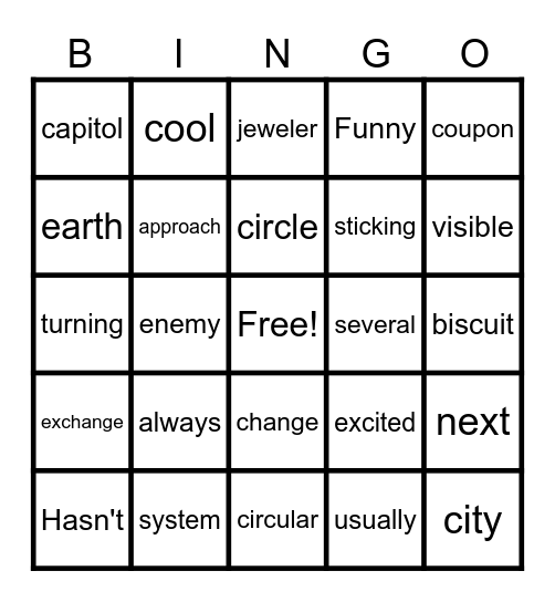 3rd grade Bingo Card