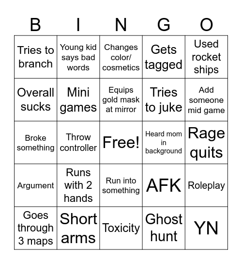 GTAG Bingo Card