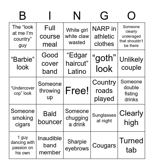 Date night bingo Card