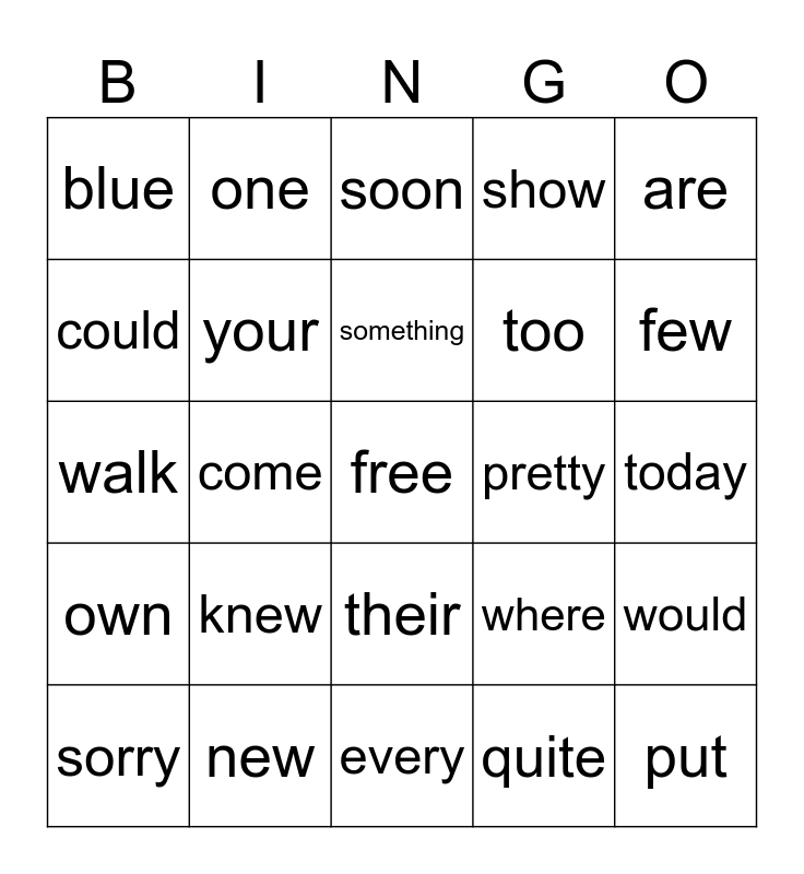 Four In a Row Bingo Card