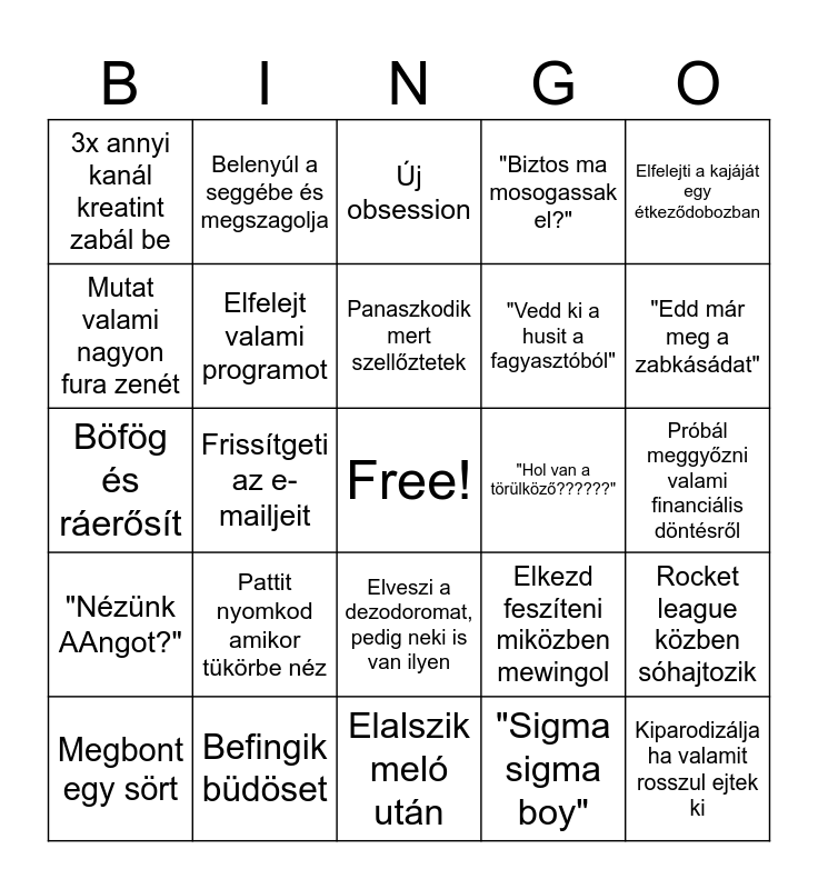 Ádám bingo Card
