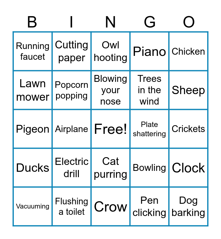Sound BINGO Card