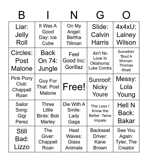 Round 1 Bingo Card