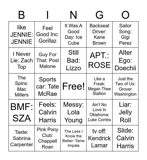 Round 1 Bingo Card