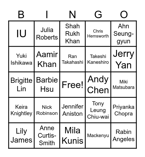 Tab + Shift + Bluff Bingo Card