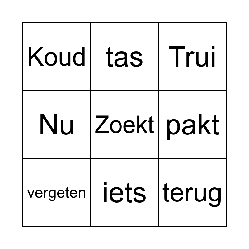 Woordbingo A1 TCA1 T6 Bingo Card