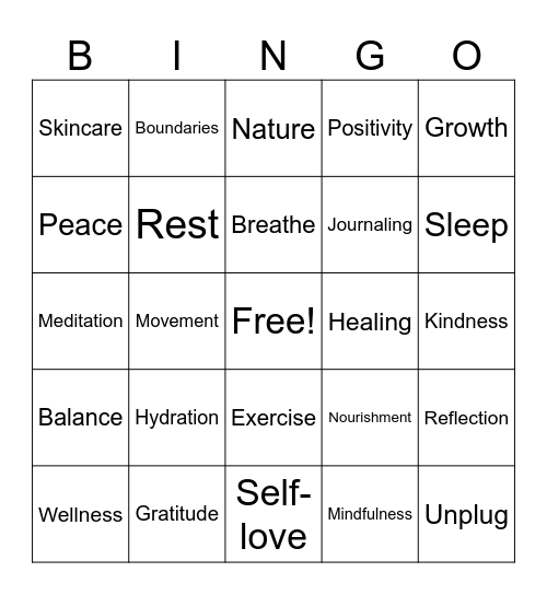 Mental Health Bingo 4 Bingo Card
