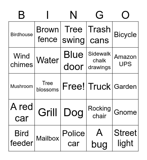 Scavenger Hunt Bingo Card