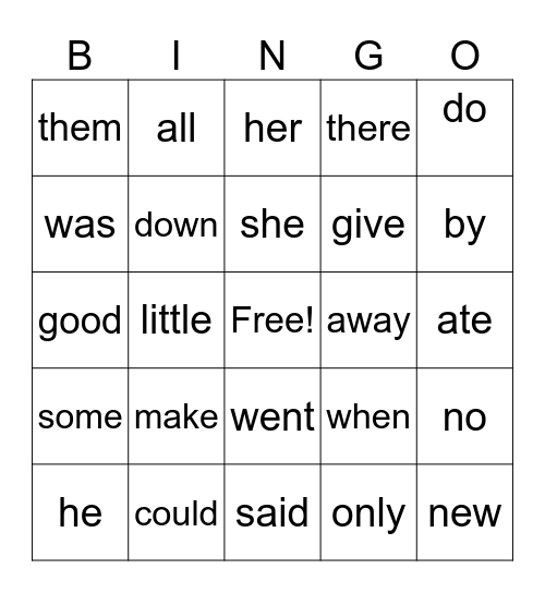 Journeys K Unit 5 Bingo Card