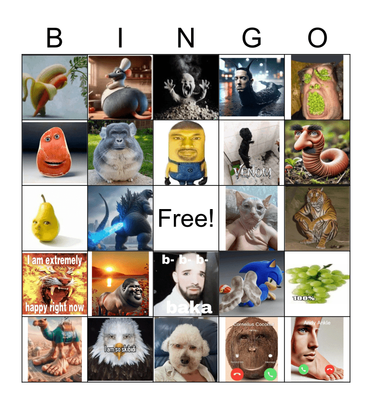 brain rot Bingo Card