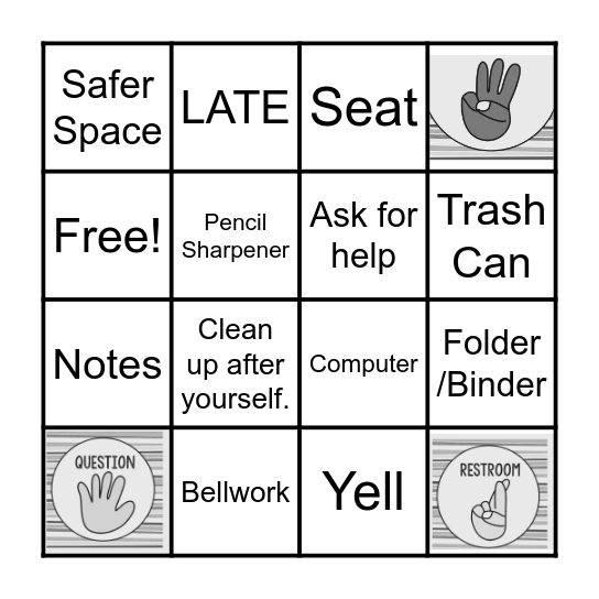 Classroom Expectations Bingo Card