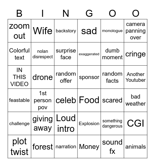 mr beast Bingo Card