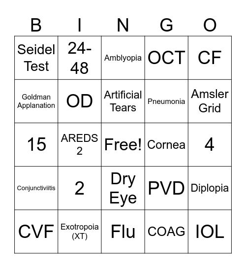 Eye Bingo Card