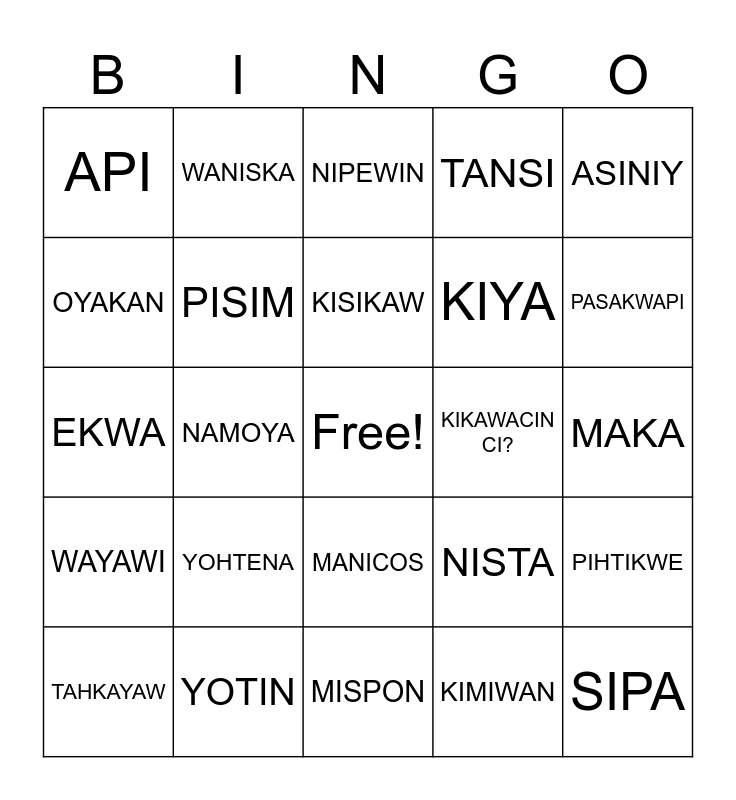 CREE BINGO Card