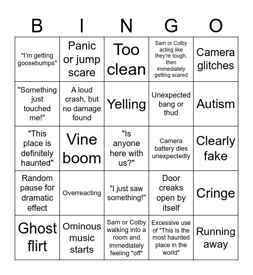 ghost hunting Bingo Card