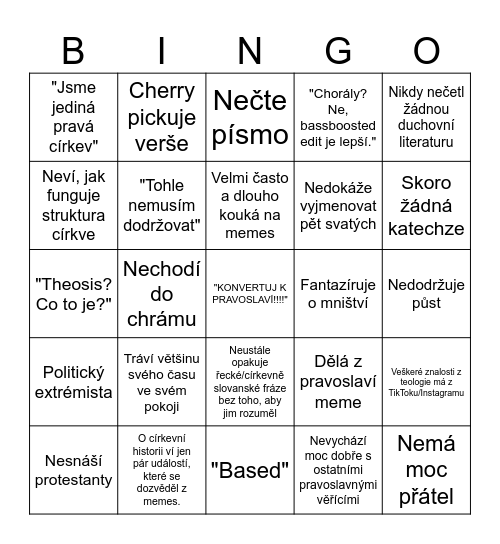 Orthobro bingo Card