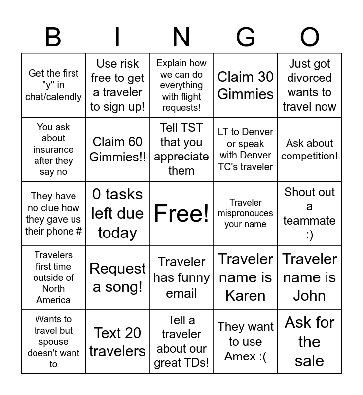 March 25th Bingo Card