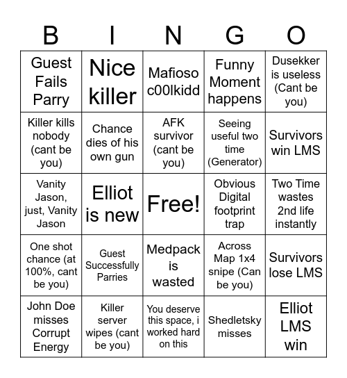 Forsaken Bingo (All) Bingo Card