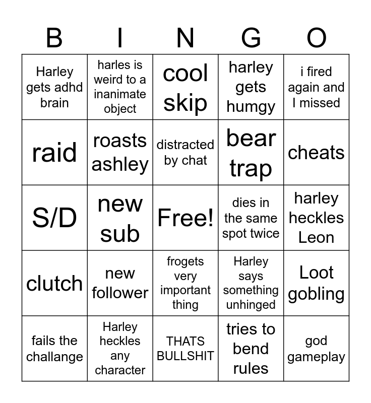 Harleys RE4 Bingo Card