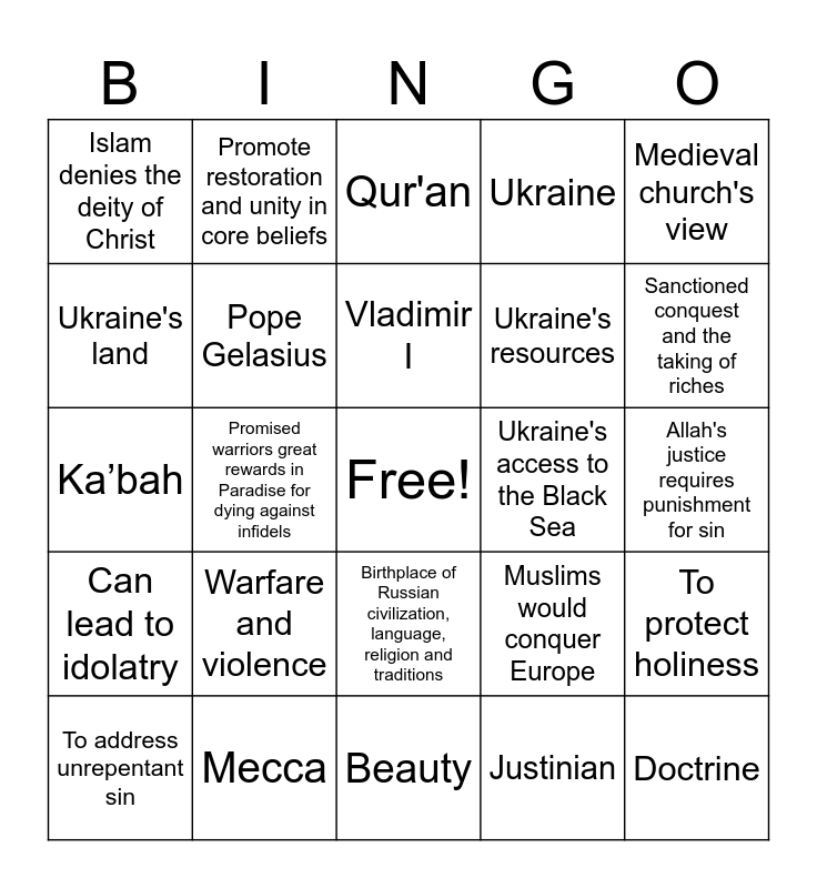 Ancient History - Criterion 9 Bingo Card